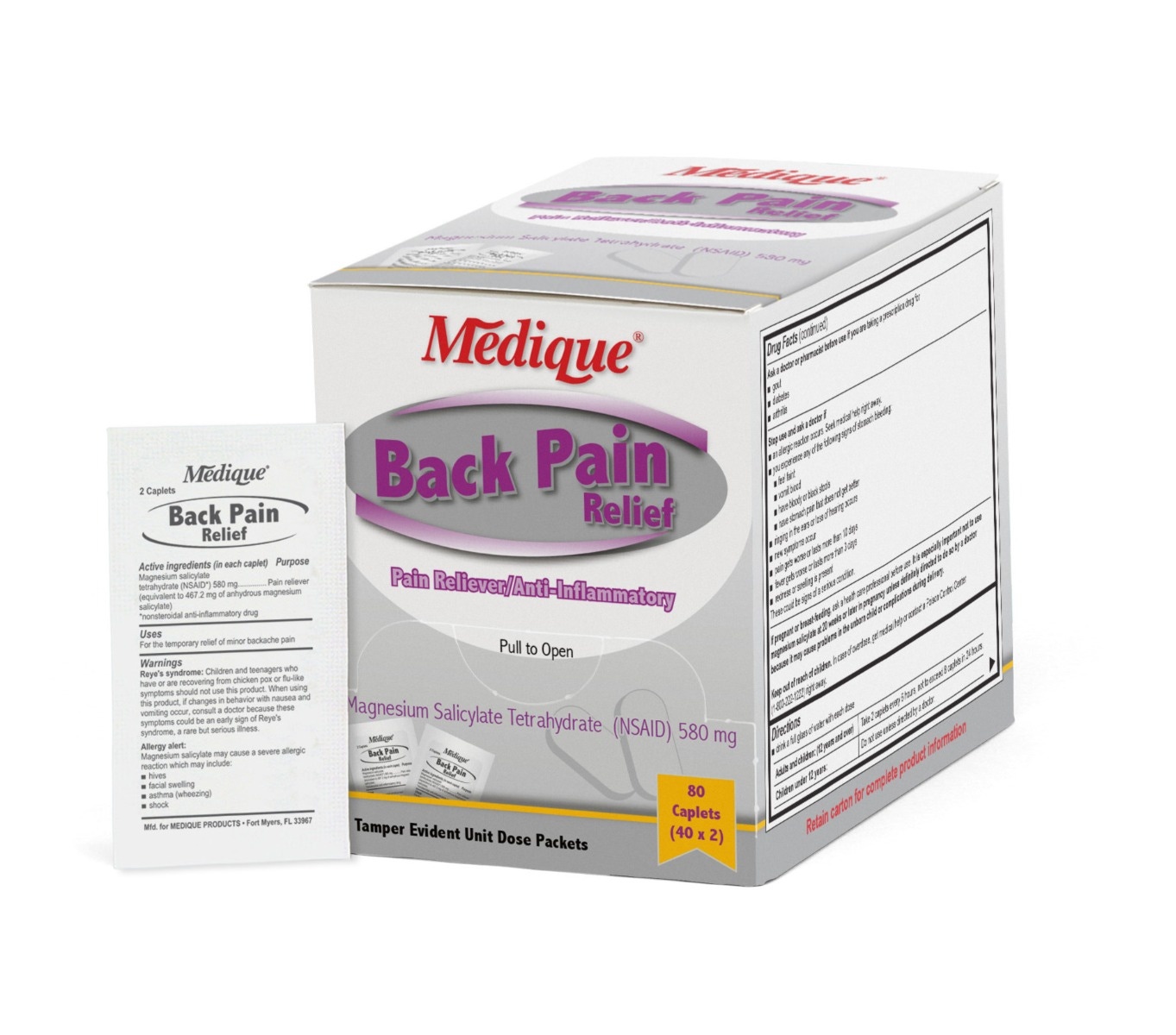 Medique Back Pain Relief - 80 Per Box, 40X2 | Medco Sports Medicine